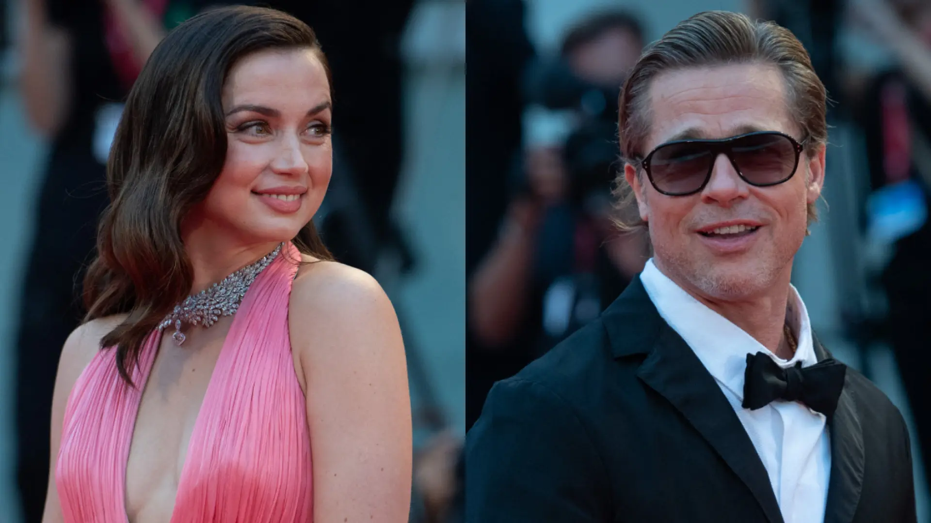 Ana de Armas con Brad Pitt durante la ovación de 'Blonde' en Venecia