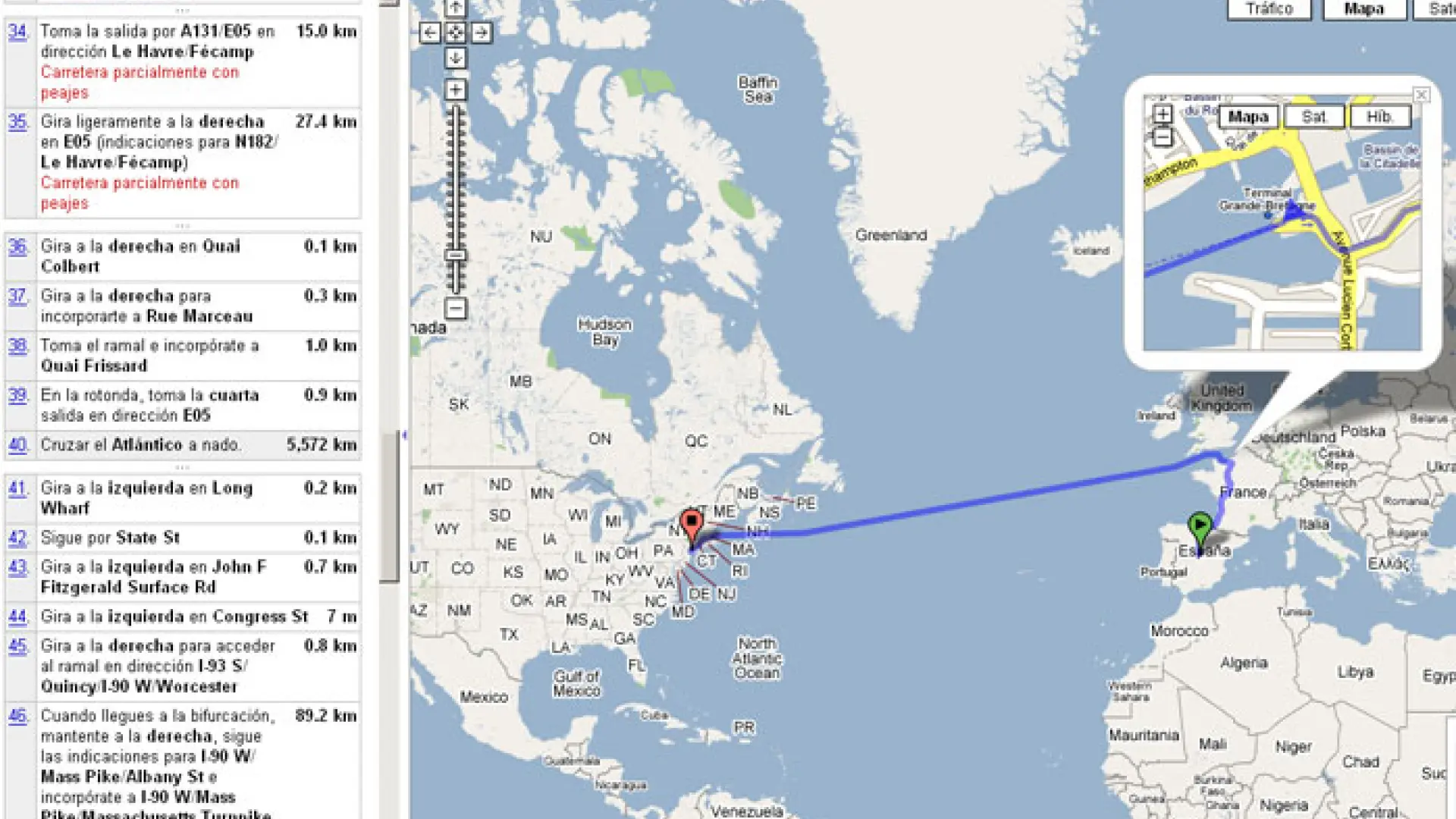 Google Maps te invita a cruzar el Atlántico... a nado, 5.572 kilómetros