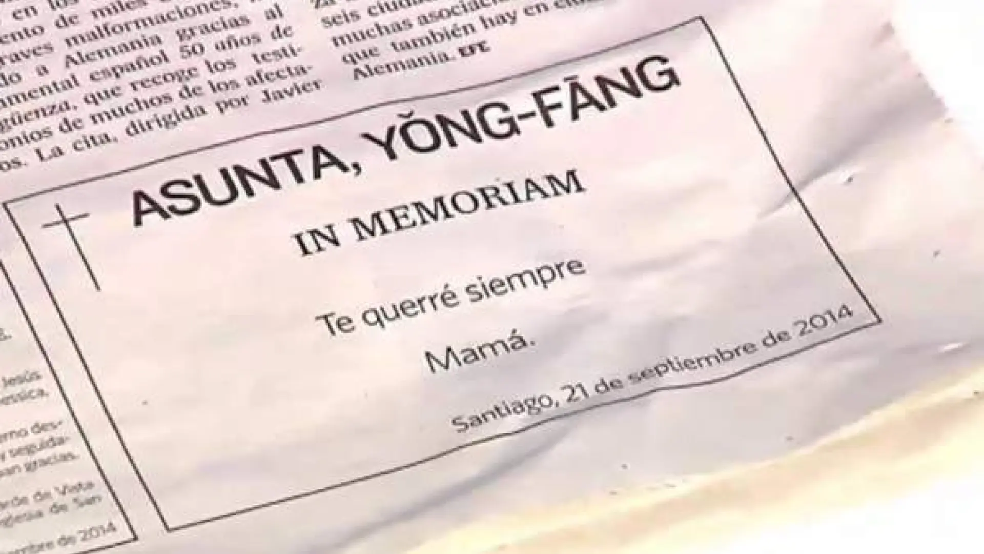 La madre de Asunta vuelve a poner una esquela en segundo aniversario muerte