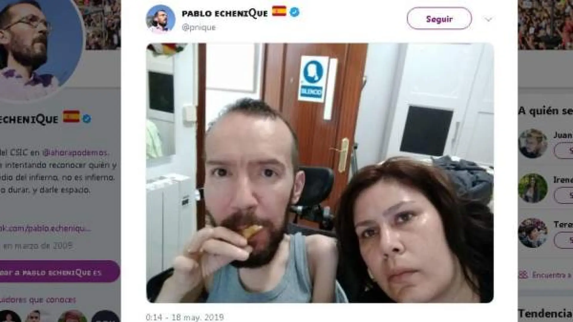 El misterioso tuit de Pablo Echenique: una foto a medianoche, con su ...