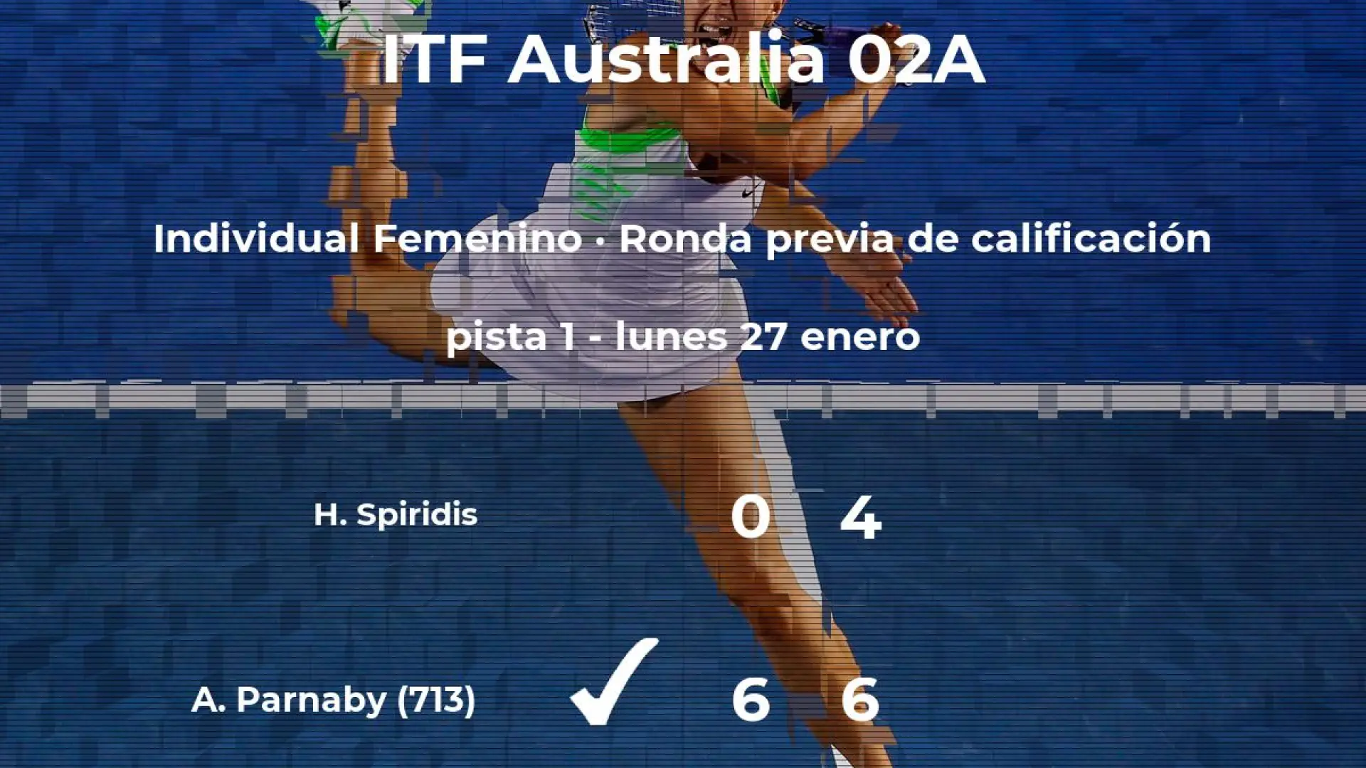 Resultados de tenis en directo: partido Alana Parnaby - Helena Spiridis en ITF Australia 02A