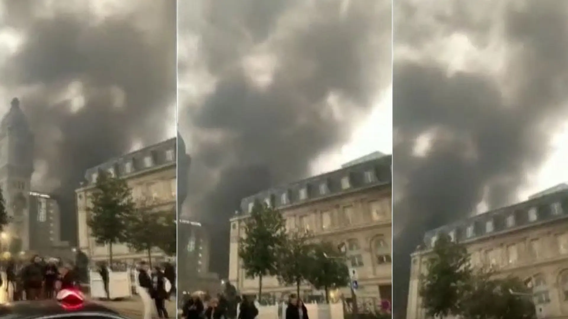 Una protesta prohibida provoca disturbios y un espectacular incendio en ...