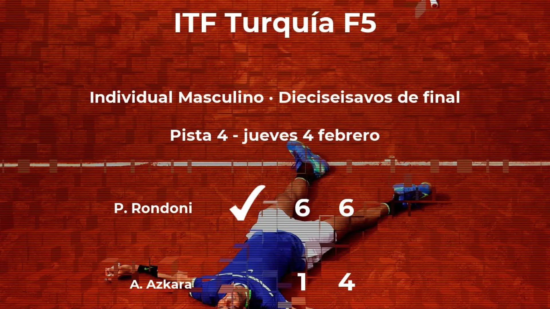 Resultados de tenis en directo: partido Pietro Rondoni - Arda Azkara en ...