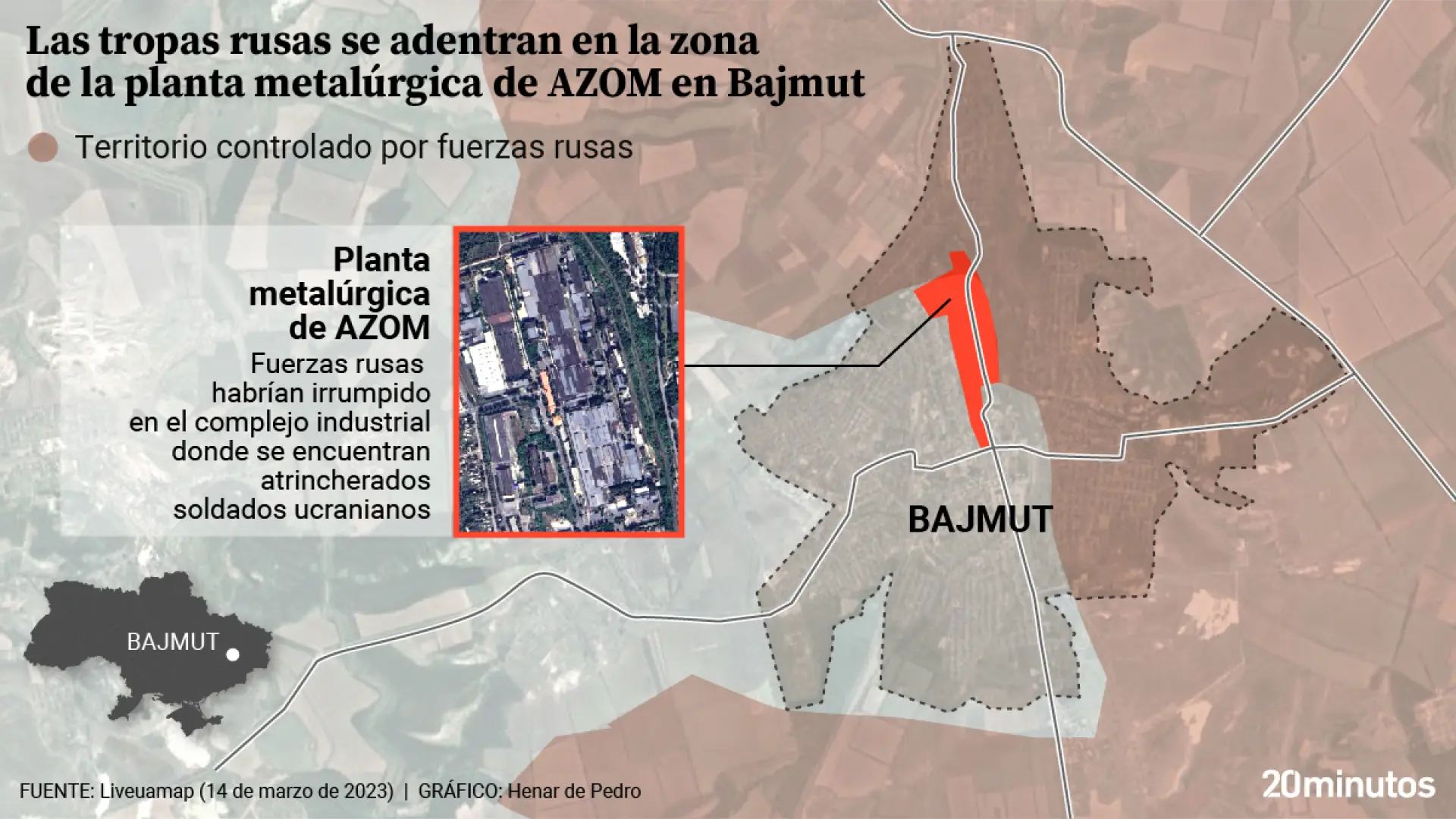 La 'batalla subterránea' de AZOM: Rusia se adentra en la metalúrgica de Bajmut, donde se habrían ...
