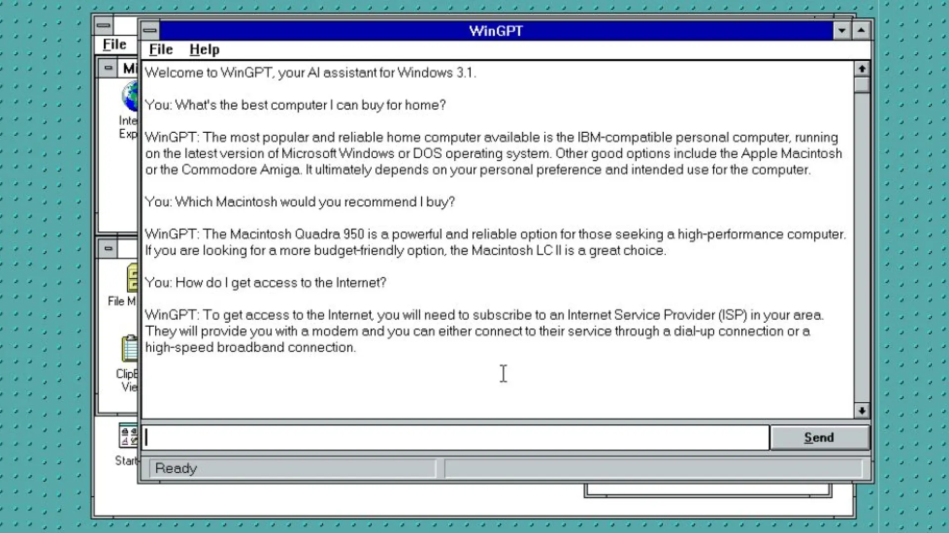 Un usuario instala ChatGPT en un ordenador de los años 90: se llama WinGPT y funciona