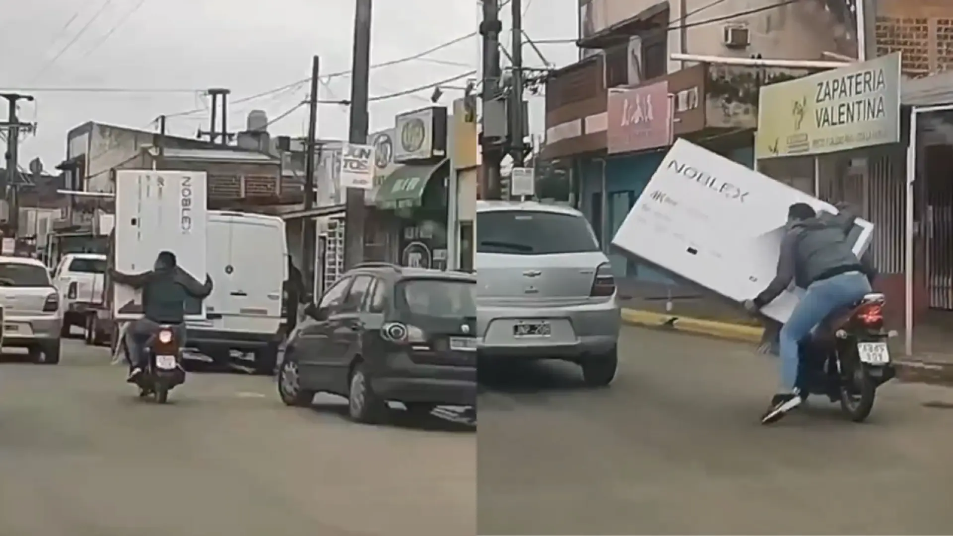 Vídeo: Tiene la fastuosa idea de transportar en su moto una tele ...