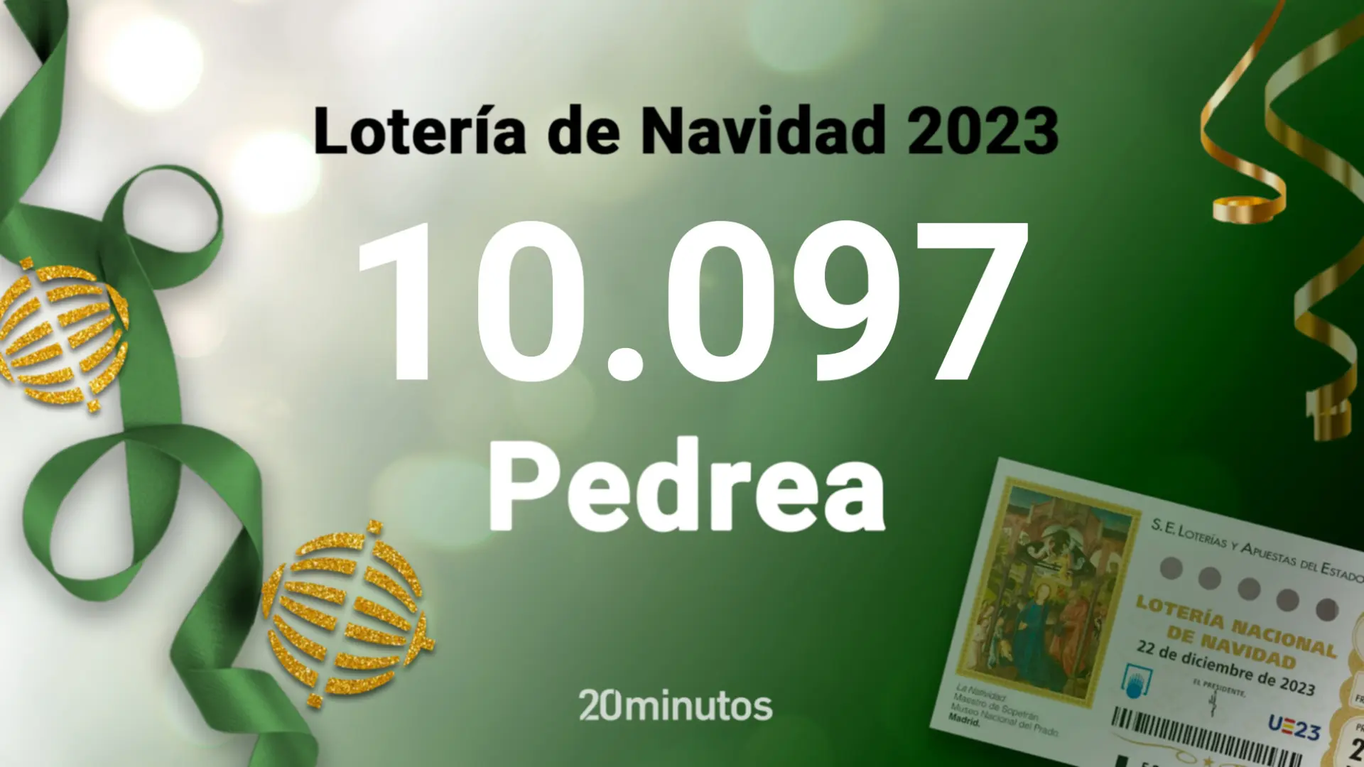 10097, número premiado con 1000 euros en la pedrea de la Lotería de ...
