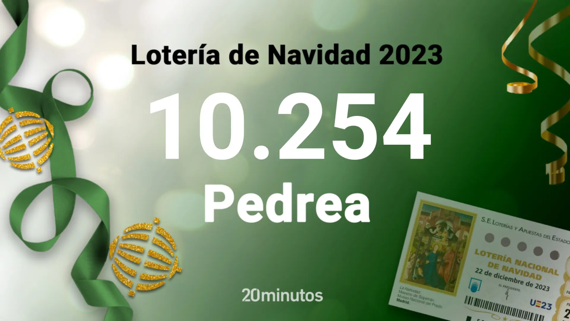 10254, número premiado con 1000 euros en la pedrea de la Lotería de ...