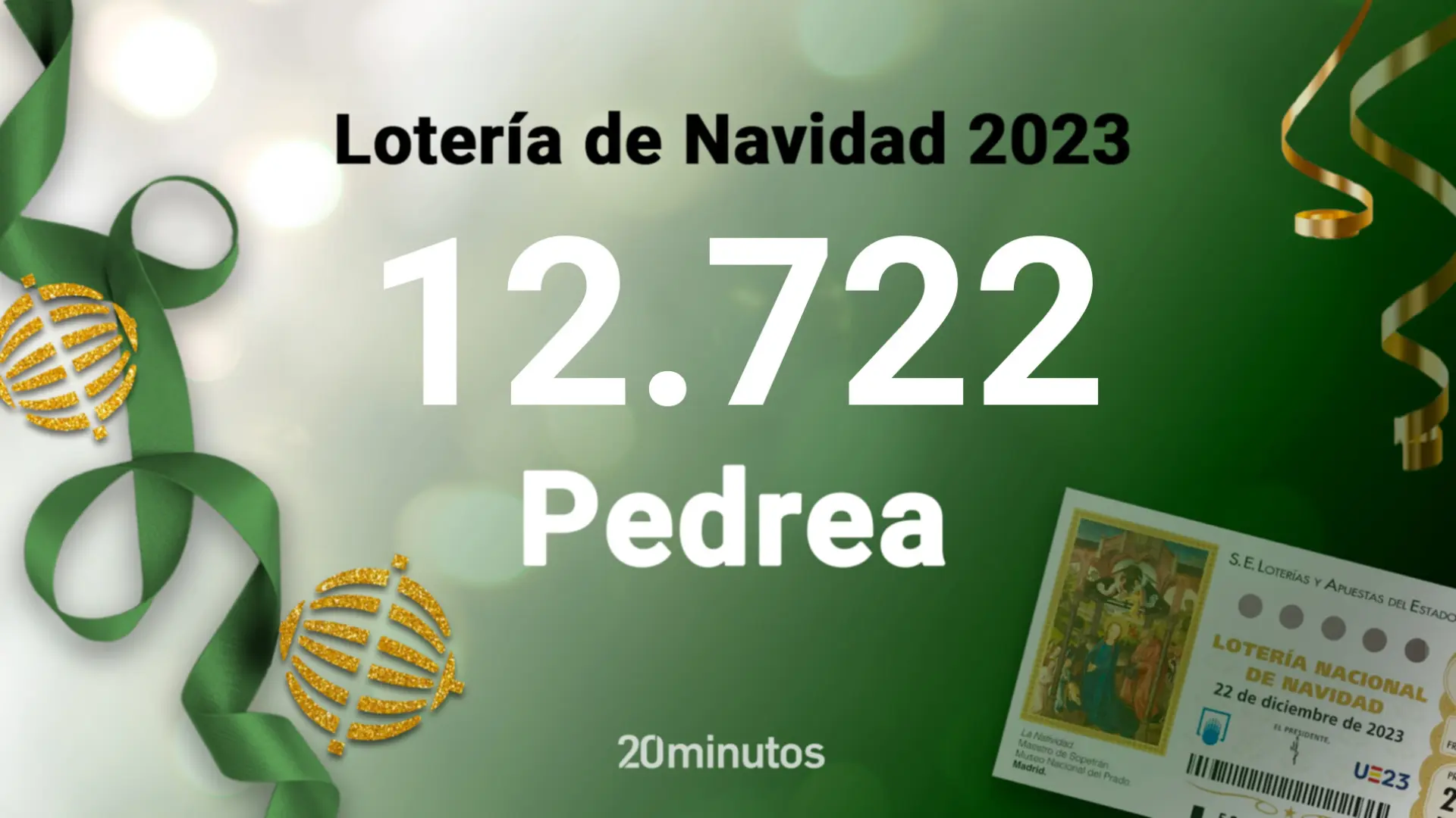 12722, premio de la pedrea de la Lotería de Navidad 2023 remunerado con ...
