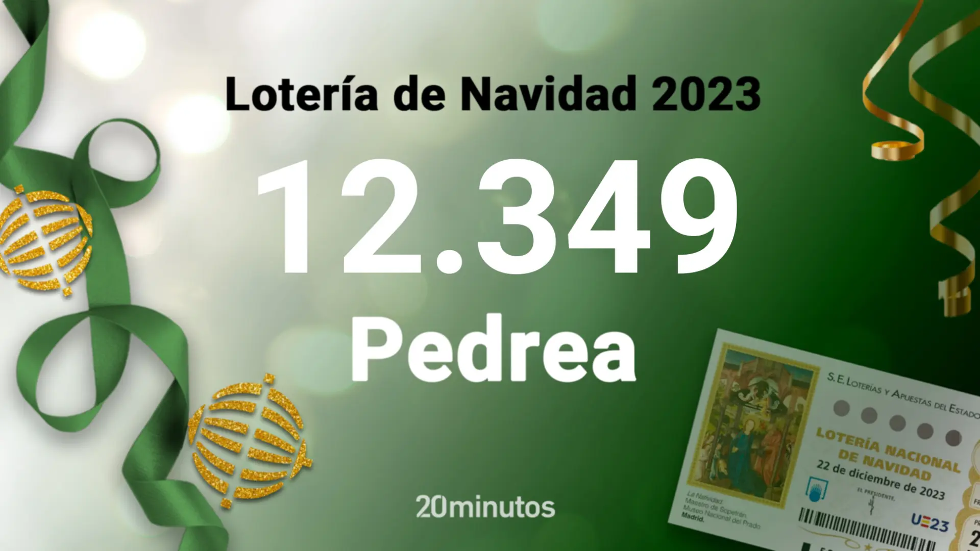 El 12349, número agraciado en la pedrea de la Lotería de Navidad y ...