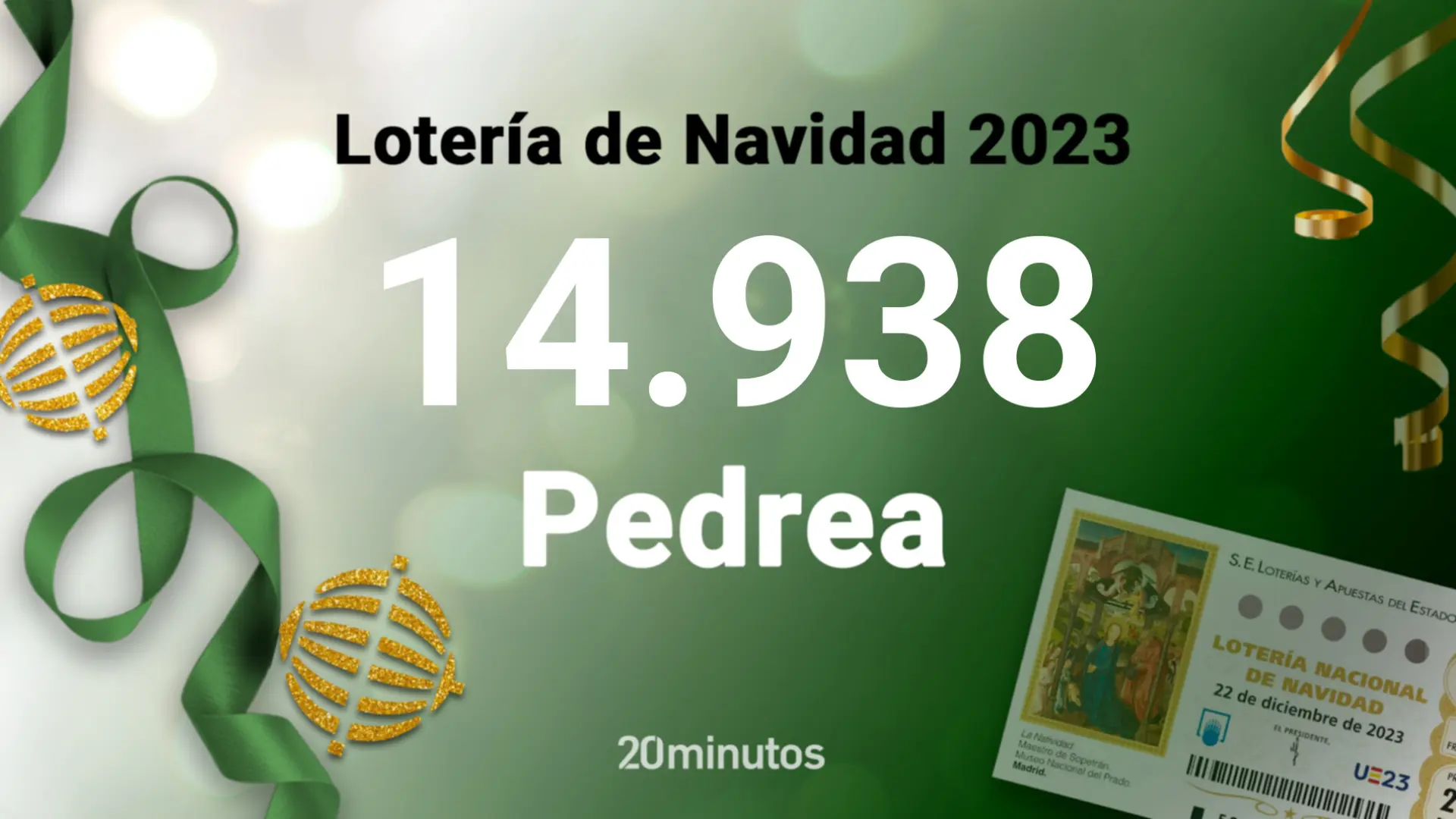El 14938, número agraciado en la pedrea de la Lotería de Navidad y ...