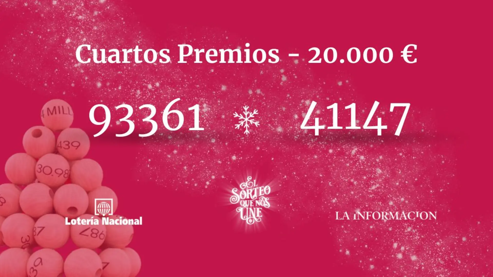 41147, segundo cuarto premio de la Lotería de Navidad con 20.000 euros