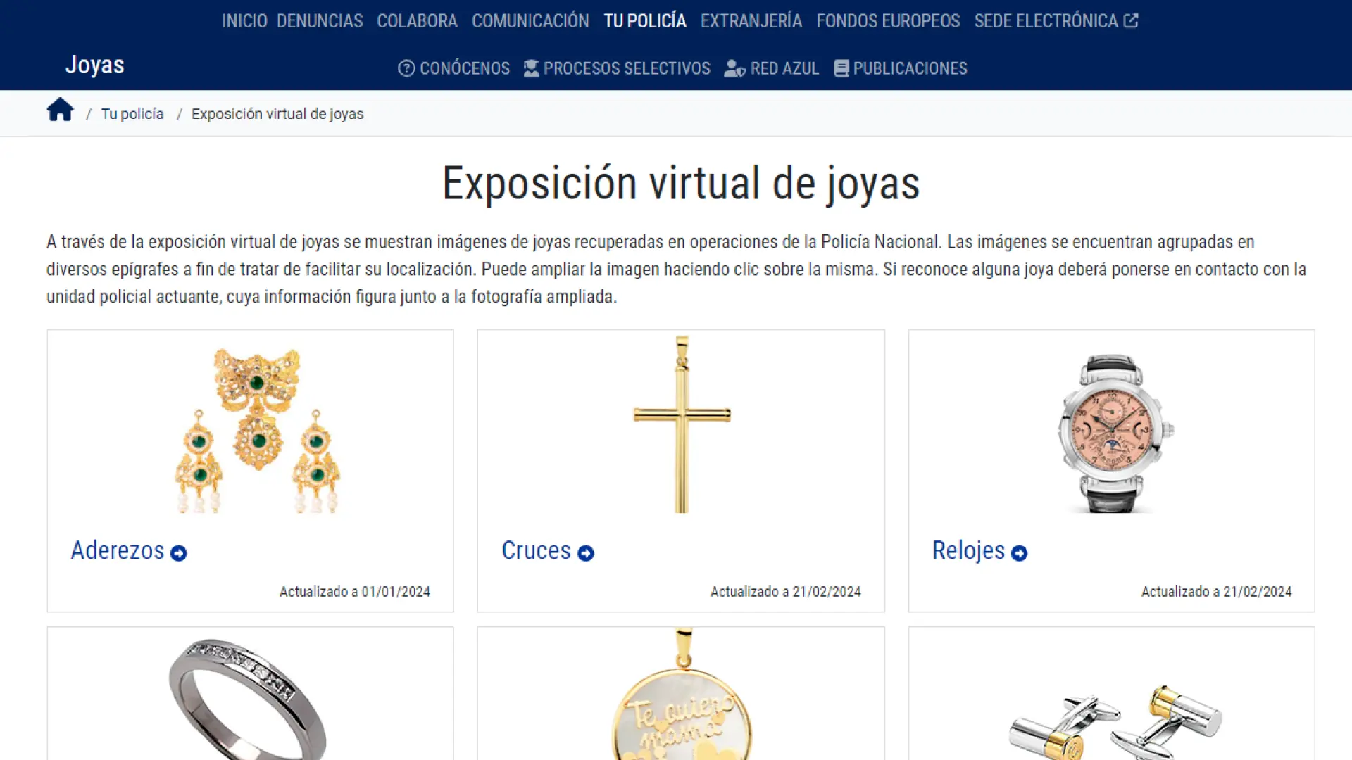 ¿Te han robado joyas o algún reloj? La Policía expone en su página web ...