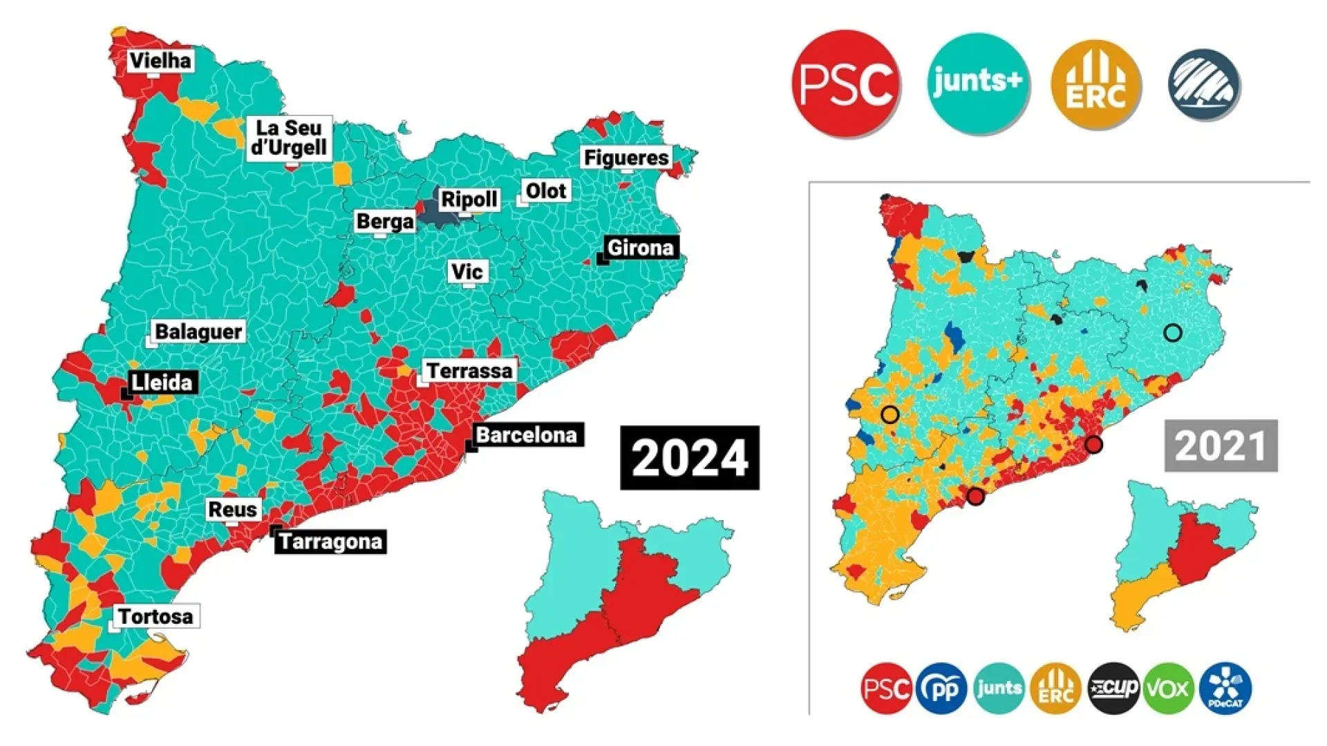 Mapa de las elecciones en Cataluña 2024: consulta todos los resultados por municipios