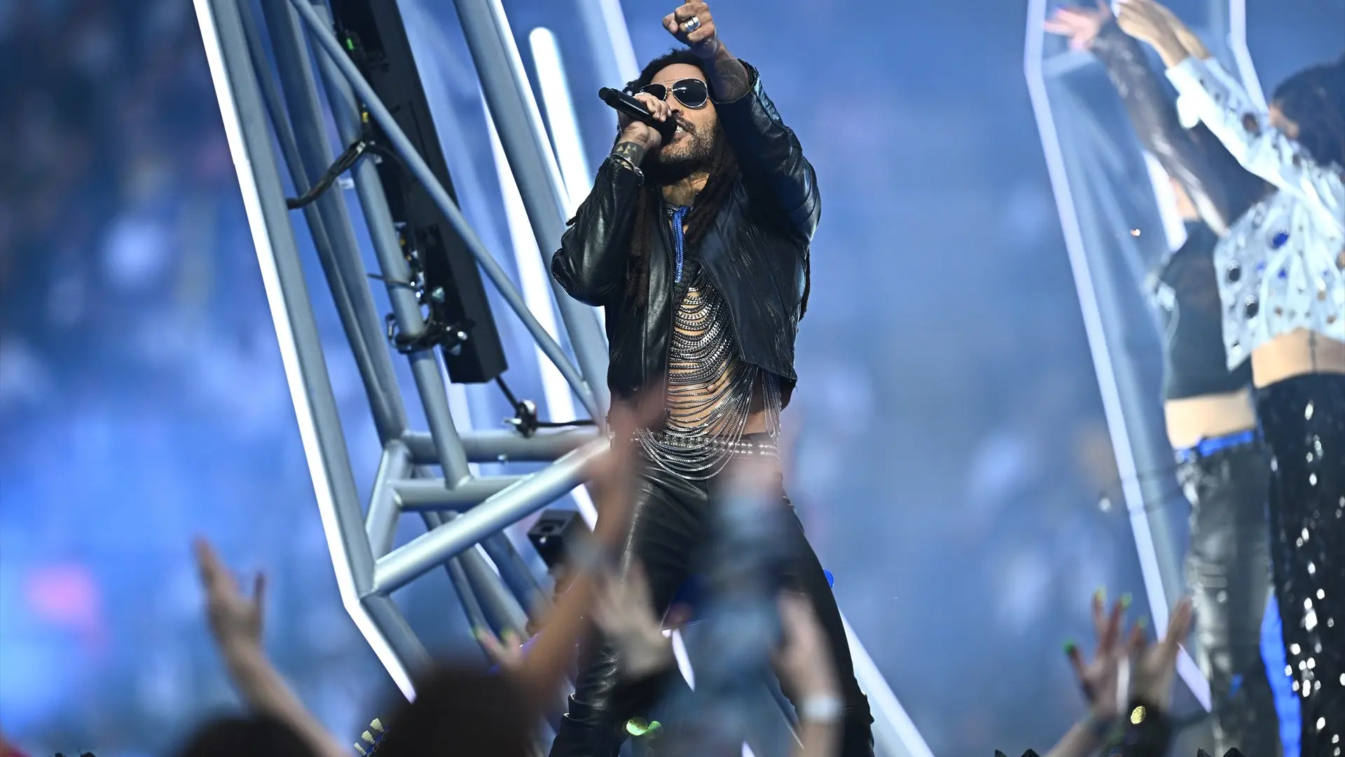 La imagen de Lenny Kravitz saltando a la grada para saludar a Penélope ...