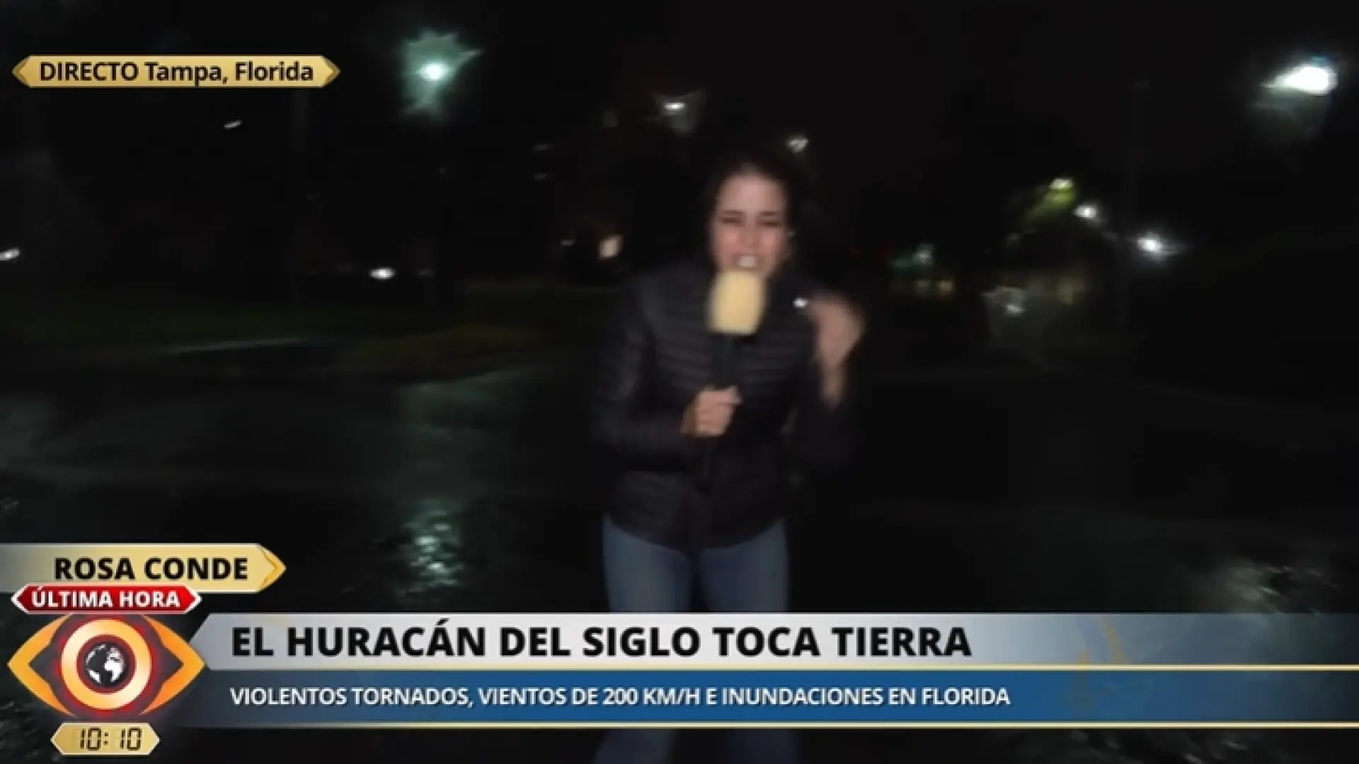 Una corresponsal de Mediaset, en el punto cero del huracán Milton, en ...