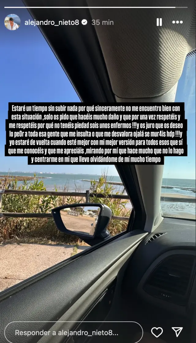 Alejandro Nieto estalla tras la polémica por sus comentarios a Tania Medina: "Se os está yendo ...