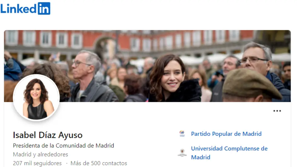 Así es el currículum de Isabel Díaz Ayuso en LinkedIn