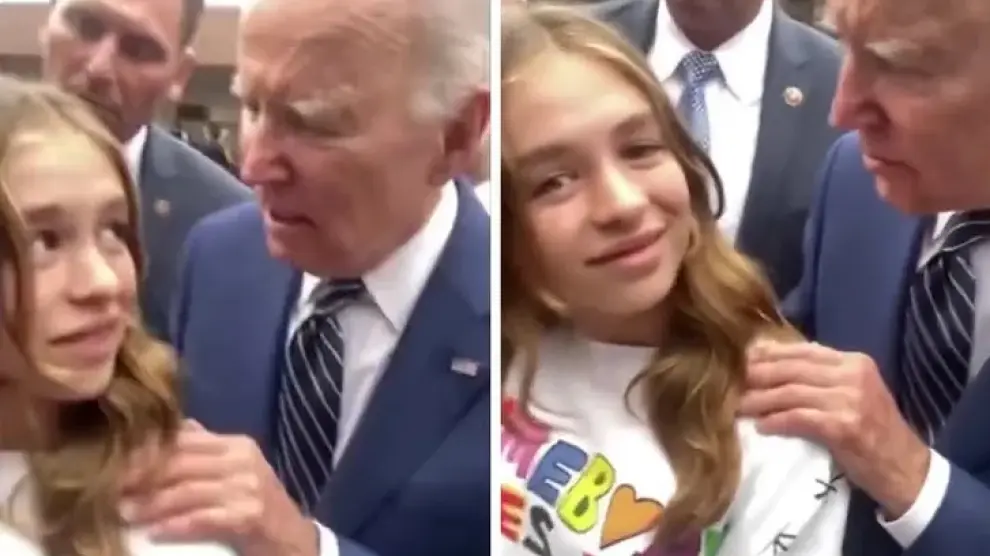 Pillan a Joe Biden dando consejos a una incómoda adolescente: "Nada de ...