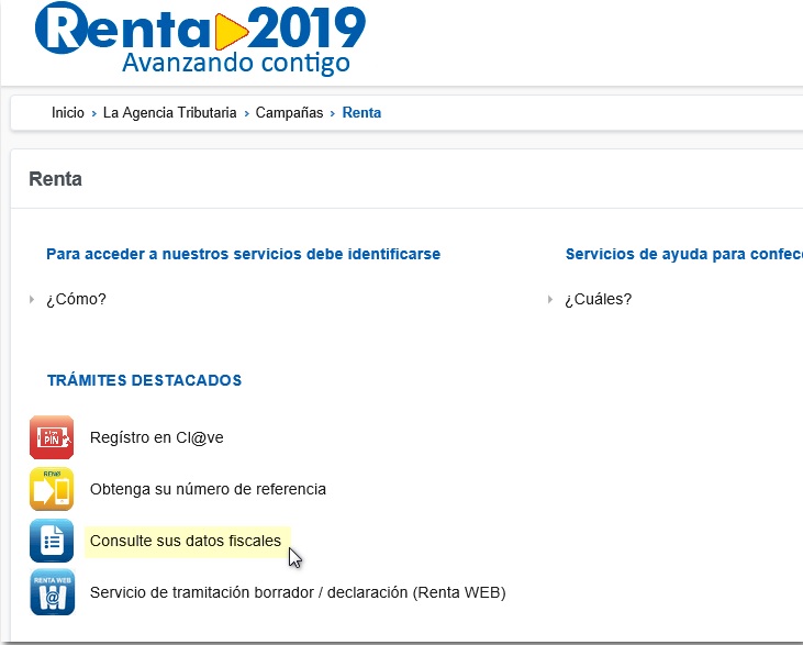 ¿Cómo consultar los datos fiscales por Internet?