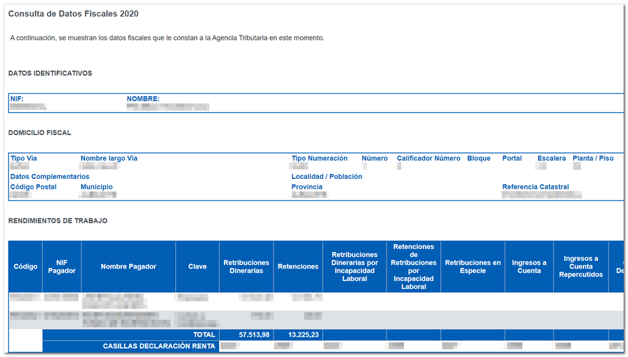 Renta 2020-2021: cómo consultar los datos fiscales por Internet