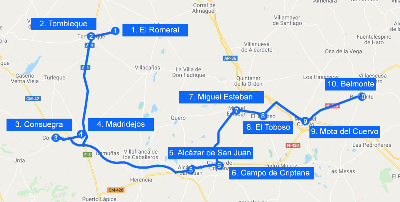 Ruta de los molinos de viento en La Mancha: tras las huellas de Don Quijote