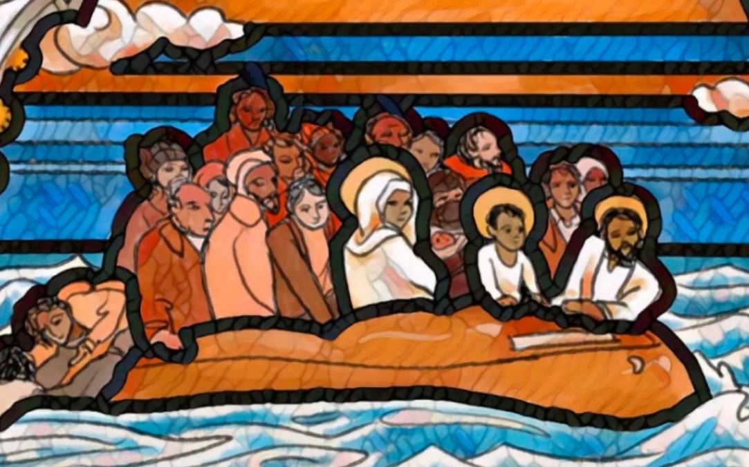 Una iglesia convierte a Jesús en un refugiado a bordo de una patera