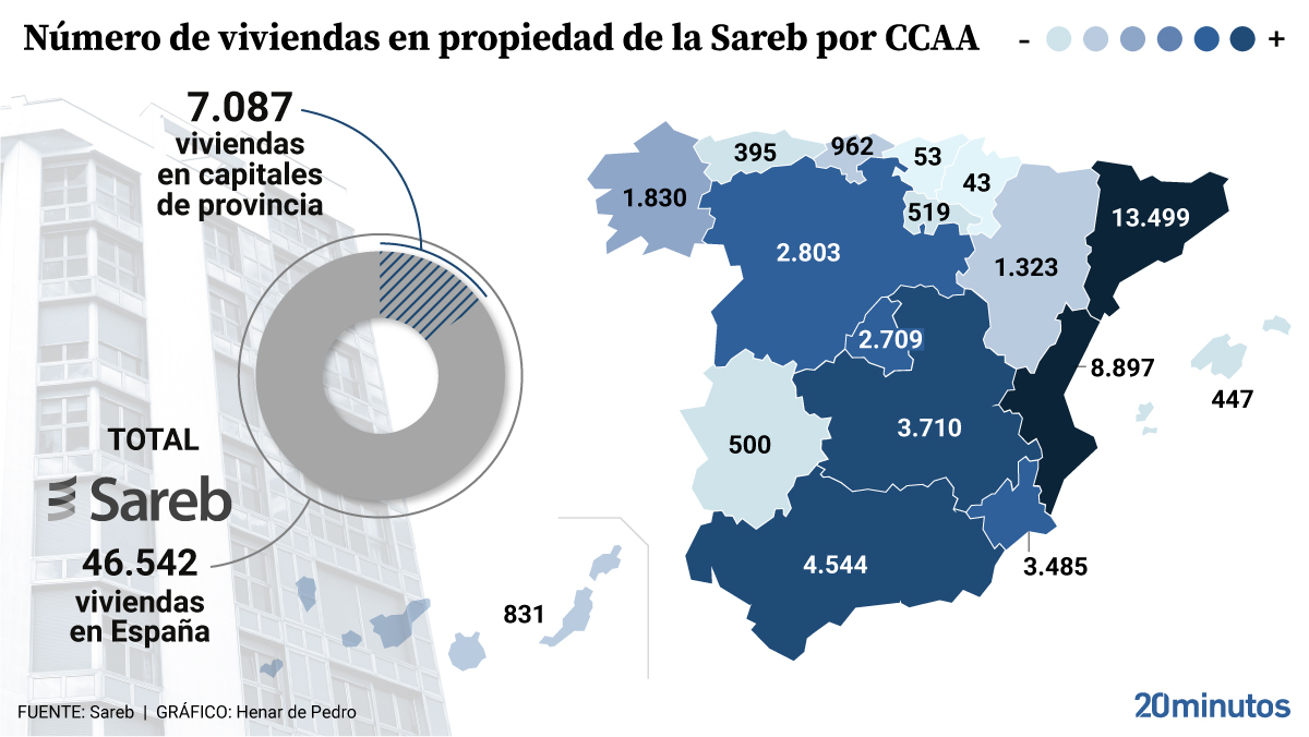 Mapa | Dónde están las viviendas de la Sareb en España, municipio a ...