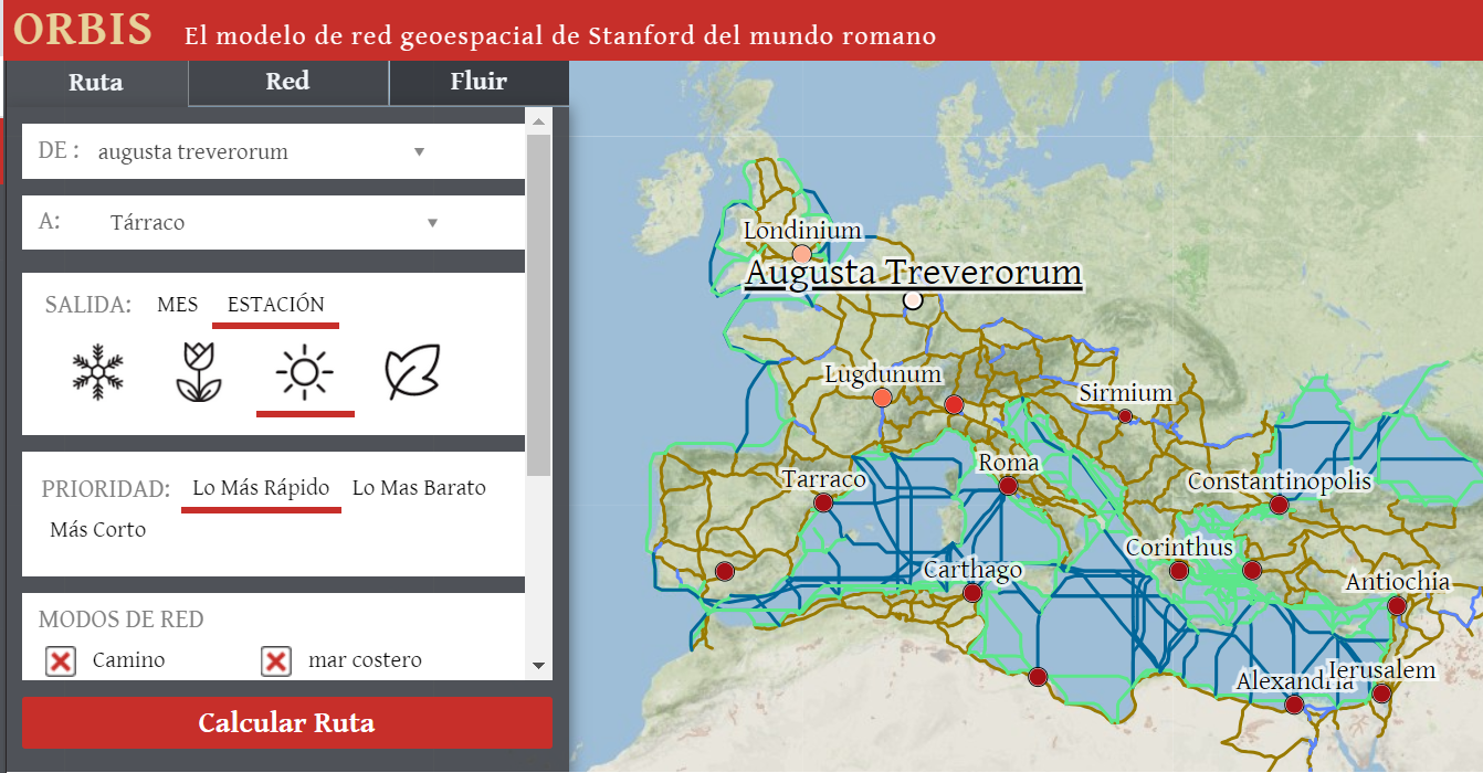 ORBIS, el 'Google Maps' que muestra cómo sería un viaje en la época del Imperio Romano