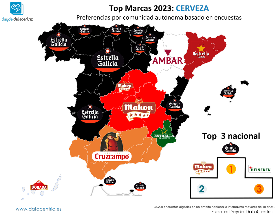 Este es el mapa de las marcas de cerveza preferidas por Comunidad ...