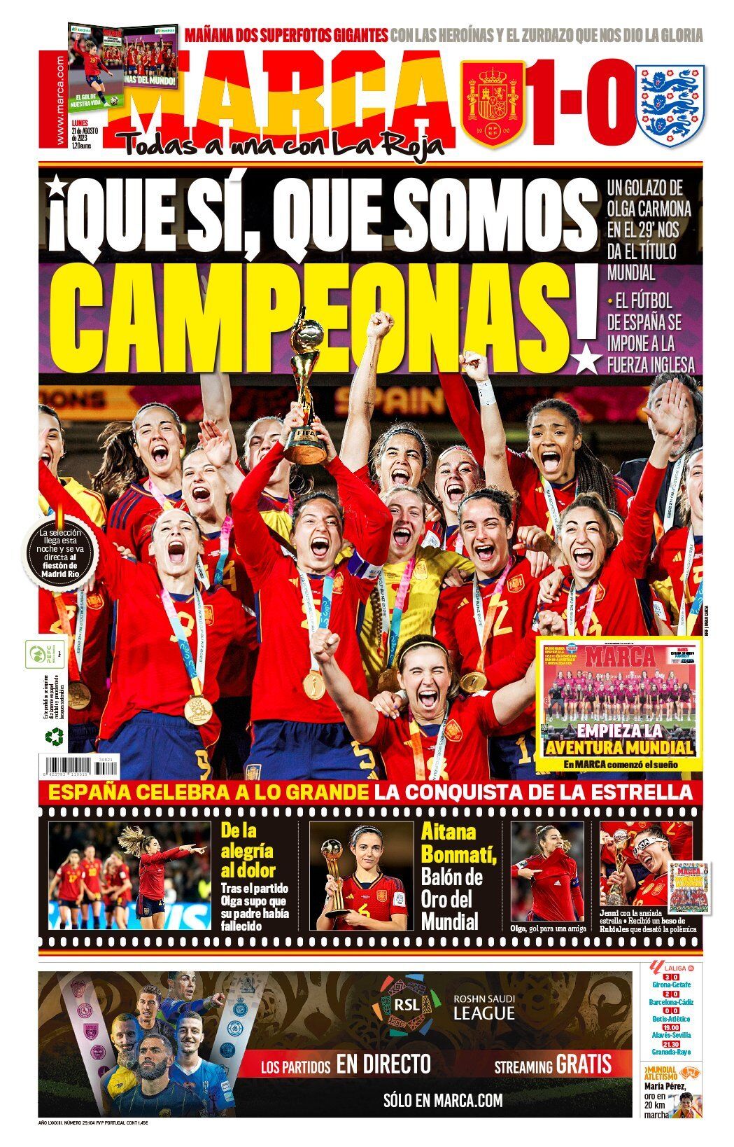 Fotos: 'Eternas', 'Campeonas'... Las portadas de España como campeona del mundo | Imágenes