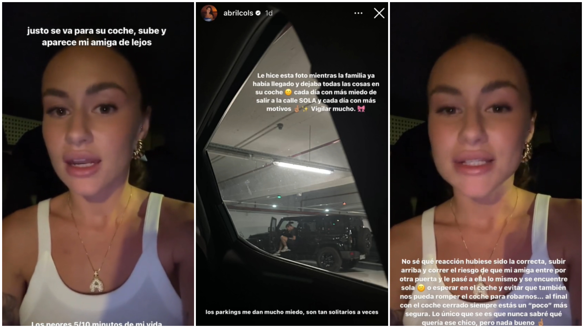 Abril Cols comparte el miedo que pasó en un parking, sola, con un ...