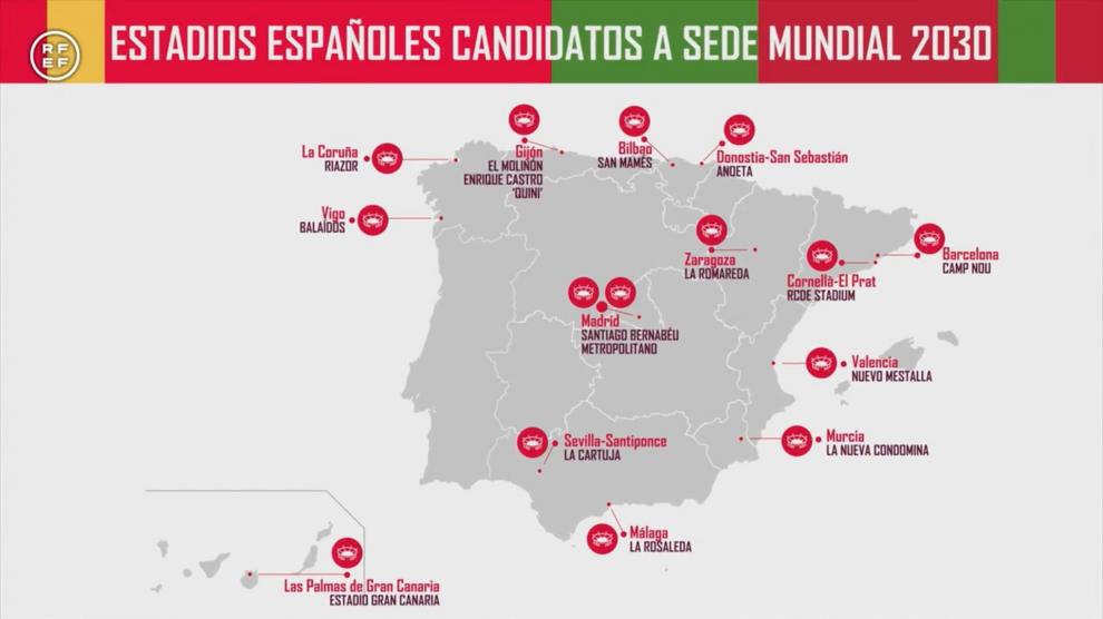 Estas son las posibles sedes y estadios de España para el Mundial 2030
