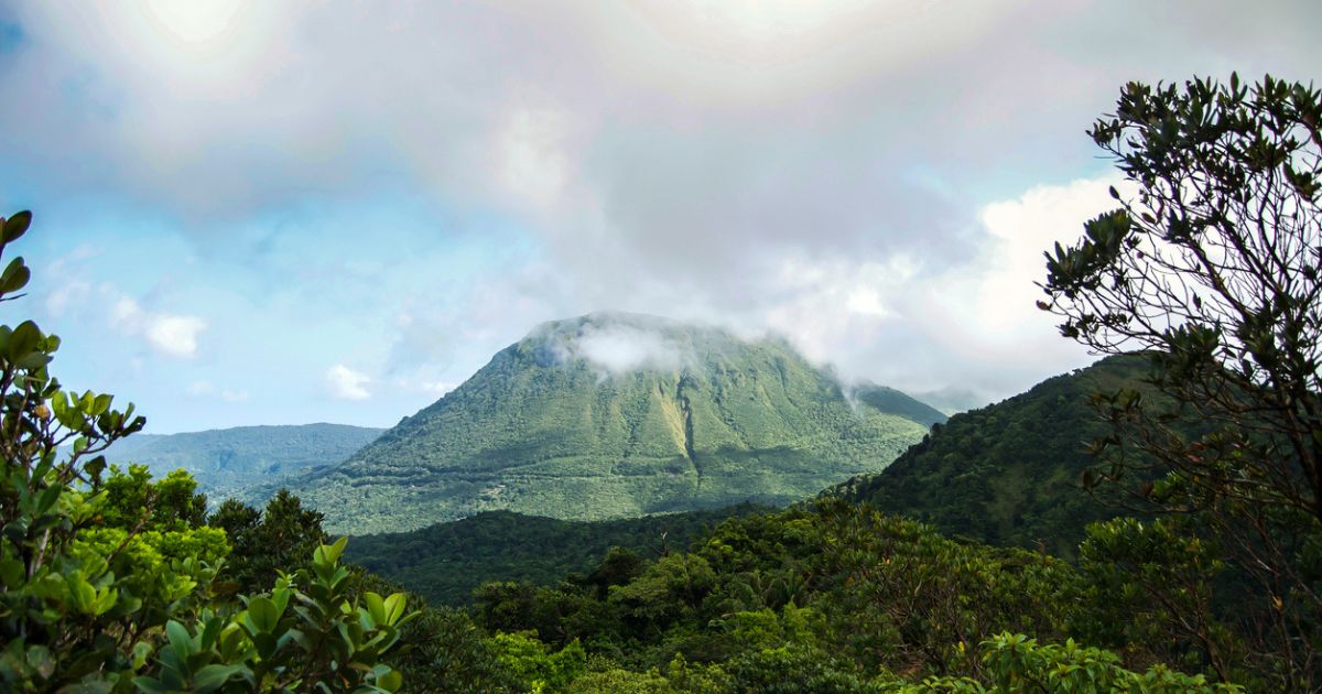 La ruta a un lago de agua hirviendo rodeado de selva tropical