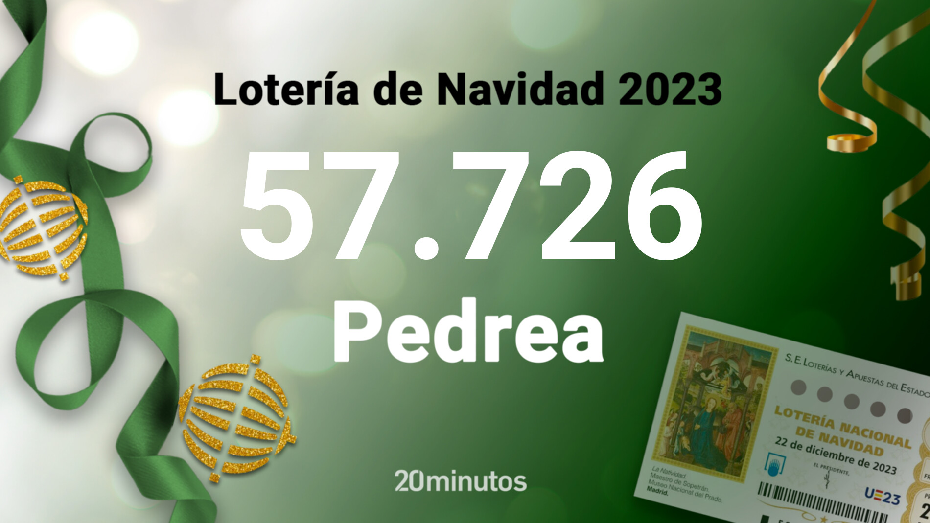57726, número premiado con 1000 euros en la pedrea de la Lotería de ...