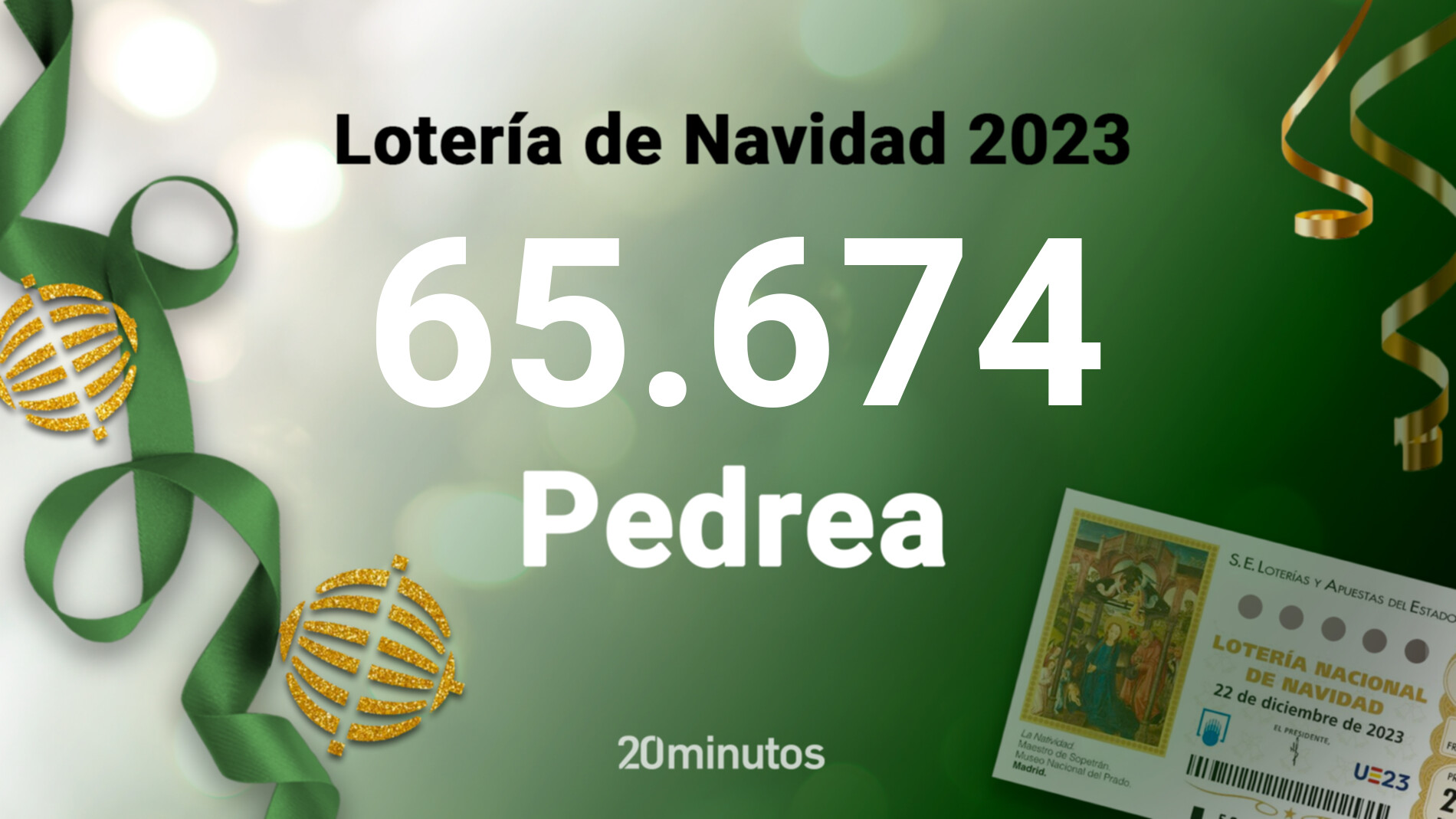 65674, número premiado con 1000 euros en la pedrea de la Lotería de ...