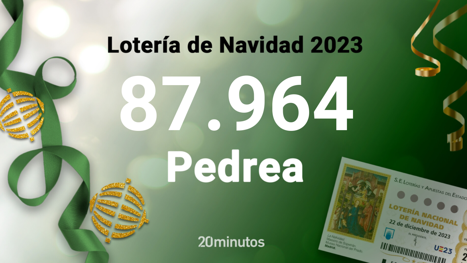 87964, número premiado con 1000 euros en la pedrea de la Lotería de ...