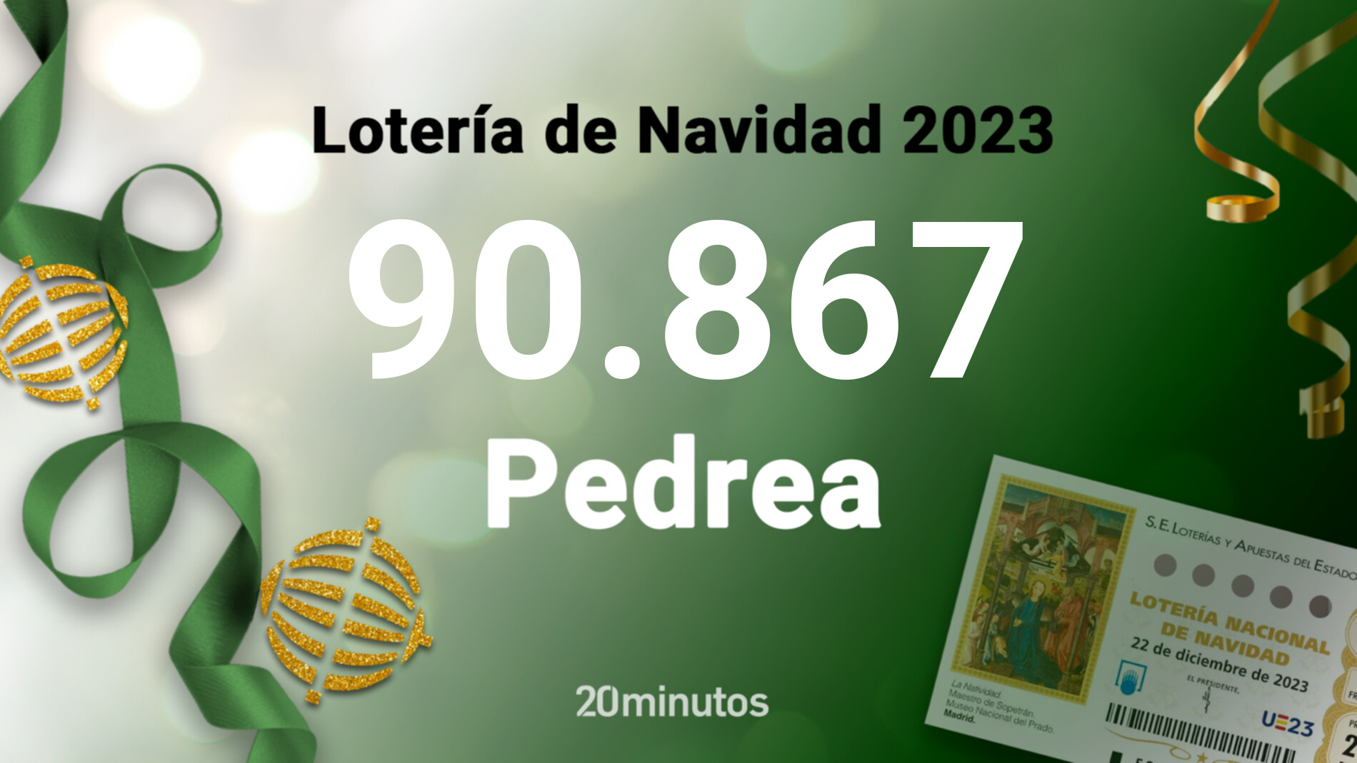 90867, número premiado con 1000 euros en la pedrea de la Lotería de ...