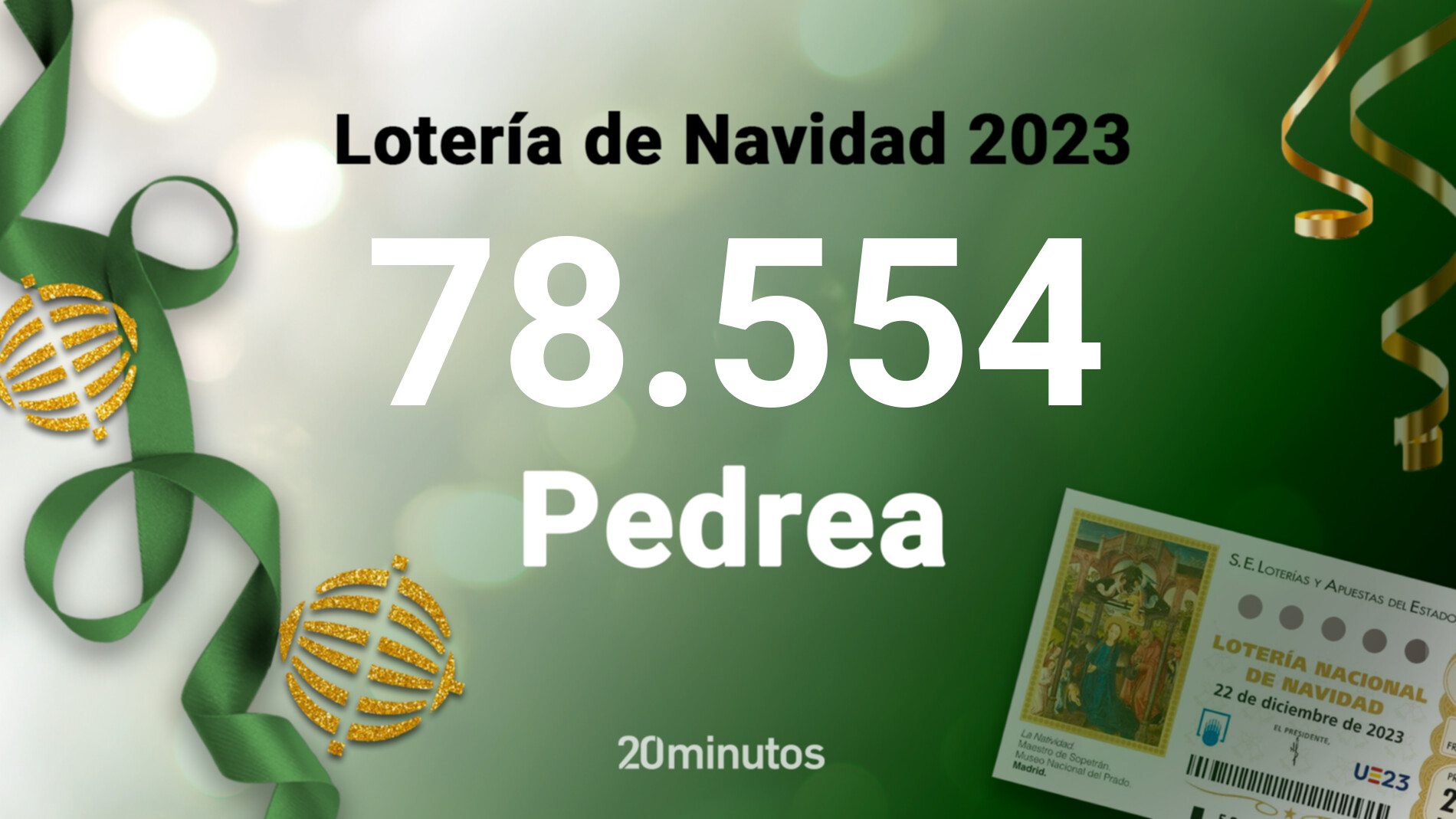 El 78554, número agraciado en la pedrea de la Lotería de Navidad y ...