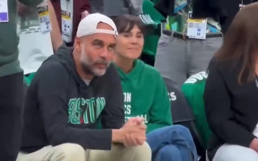 Pep Guardiola, un hincha más de los Boston Celtics en el primer partido ...