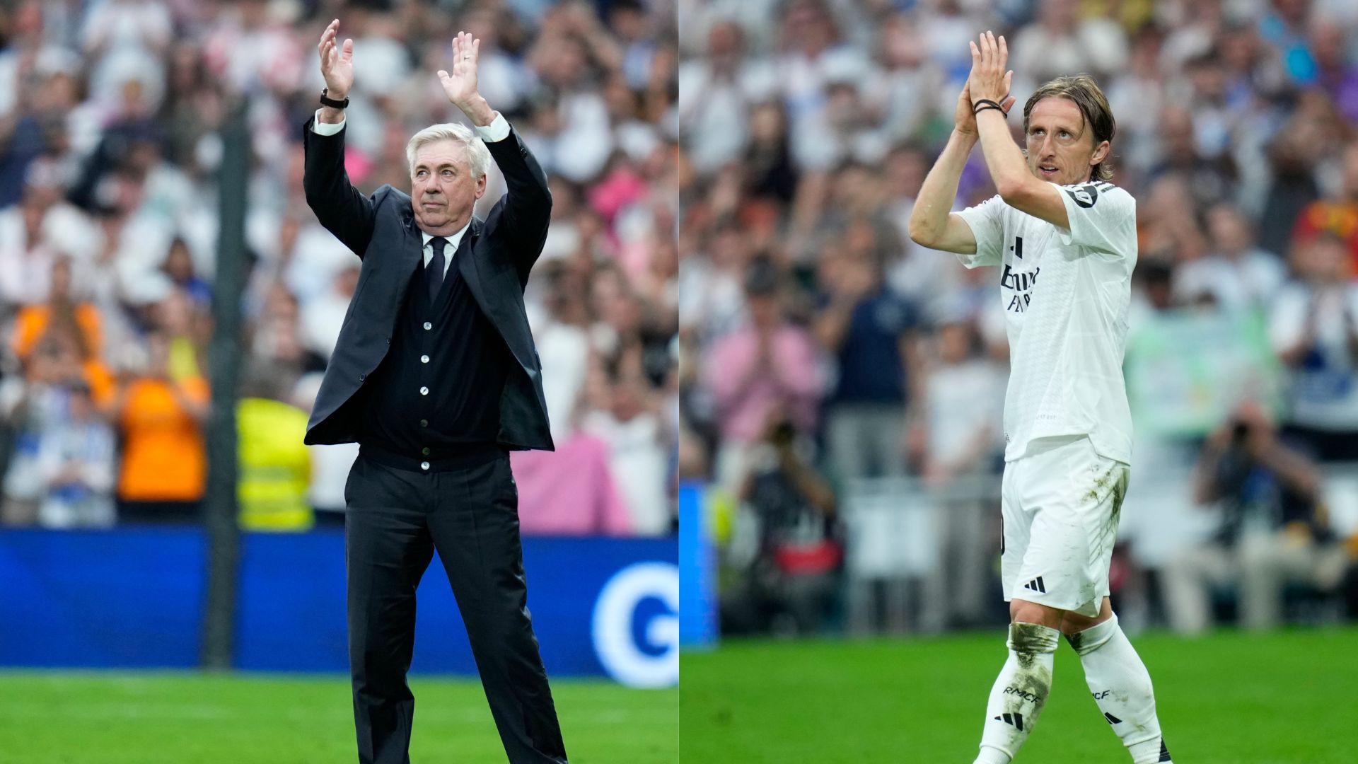 El emotivo homenaje del Bernabéu a Luka Modric y Carlo Ancelotti: "No llores porque terminó ...